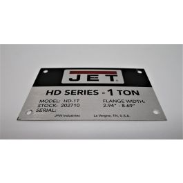 Name Plate Hd-1T | LM000086 | JET Tools